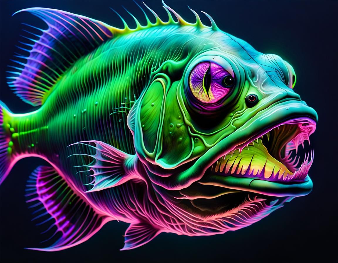 Deep Dark Sea Angler Fish - AI Generated Artwork - NightCafe Creator