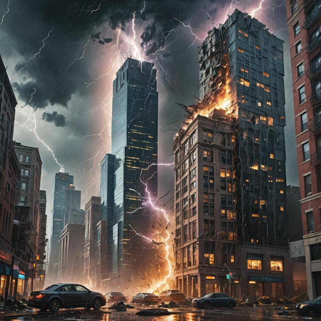 Storm Devastation In The City - AI Generated Artwork - NightCafe Creator