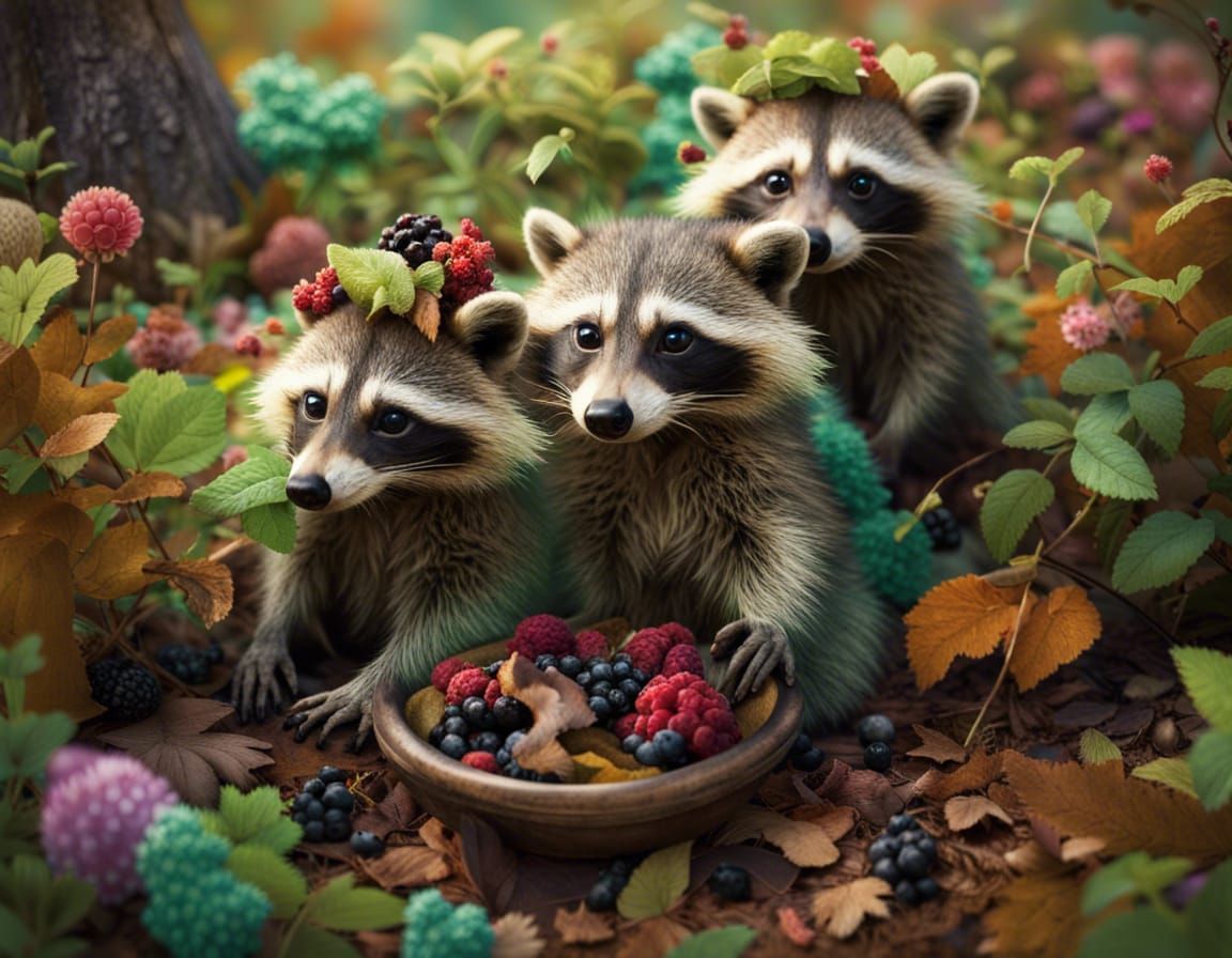 Cute Raccoons - AI Generated Artwork - NightCafe Creator