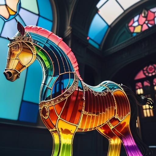 Stained glass statue