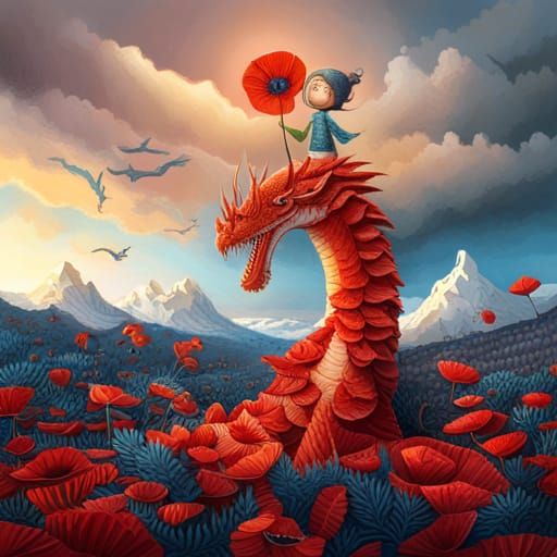 The girl with a poppy - AI Generated Artwork - NightCafe Creator