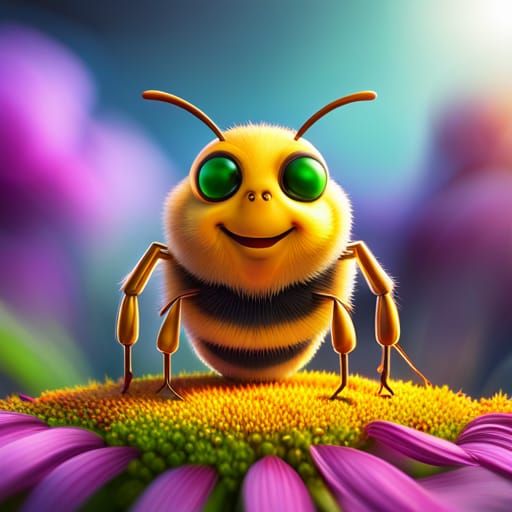 The cute happy smiling bee photorealistic intricately detailed HDR 8k ...