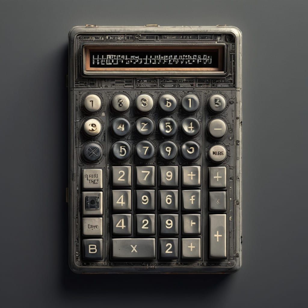 Calculator - Vintage-Inspired Charcoal Drawing of a Meticul...