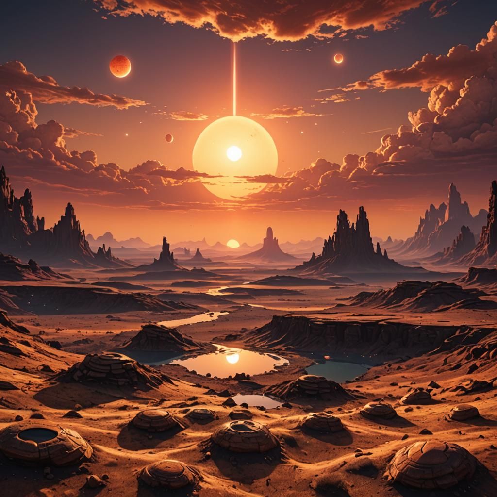 A Sunset of two suns - AI Generated Artwork - NightCafe Creator