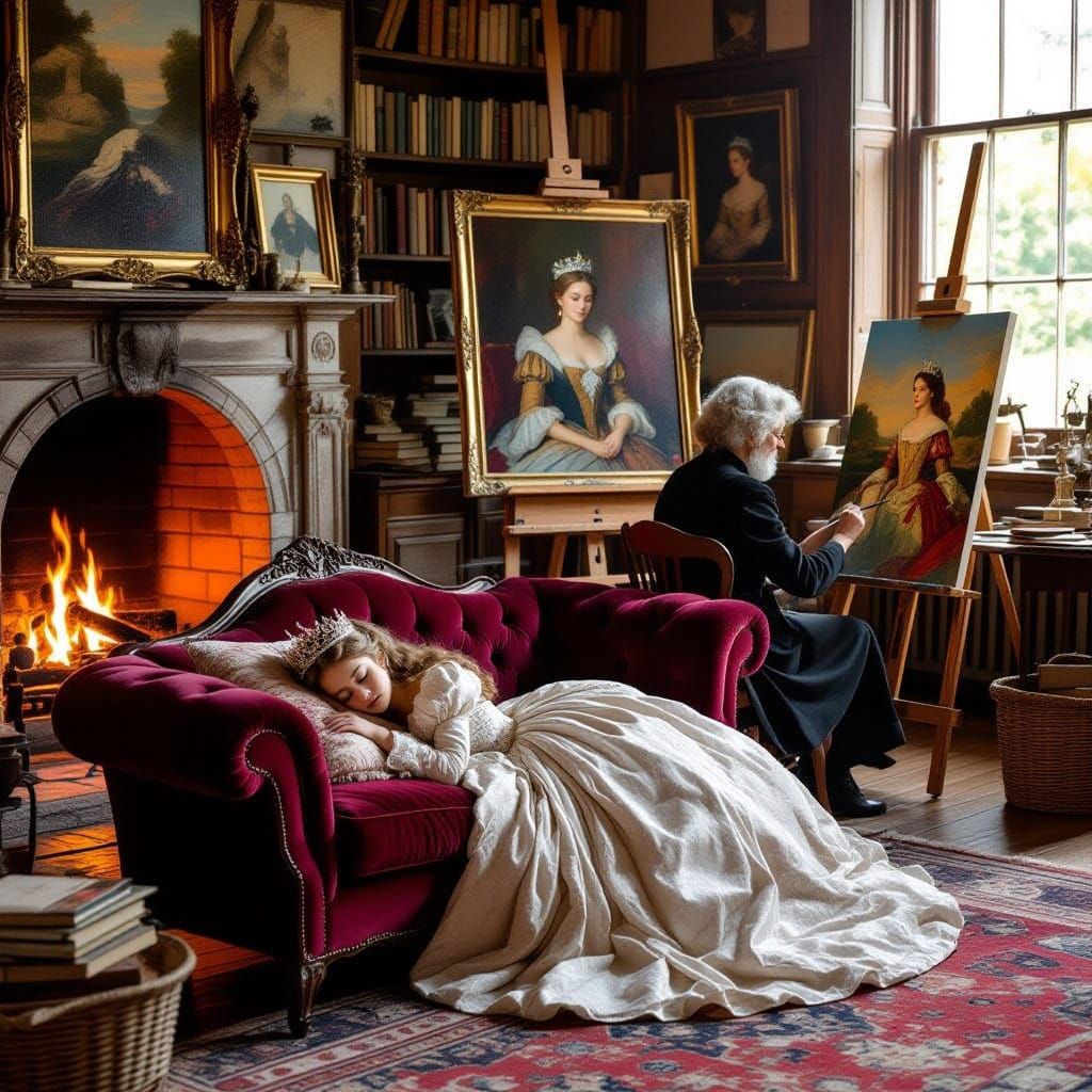 Too Tired - Princess Sitting for the Portrait