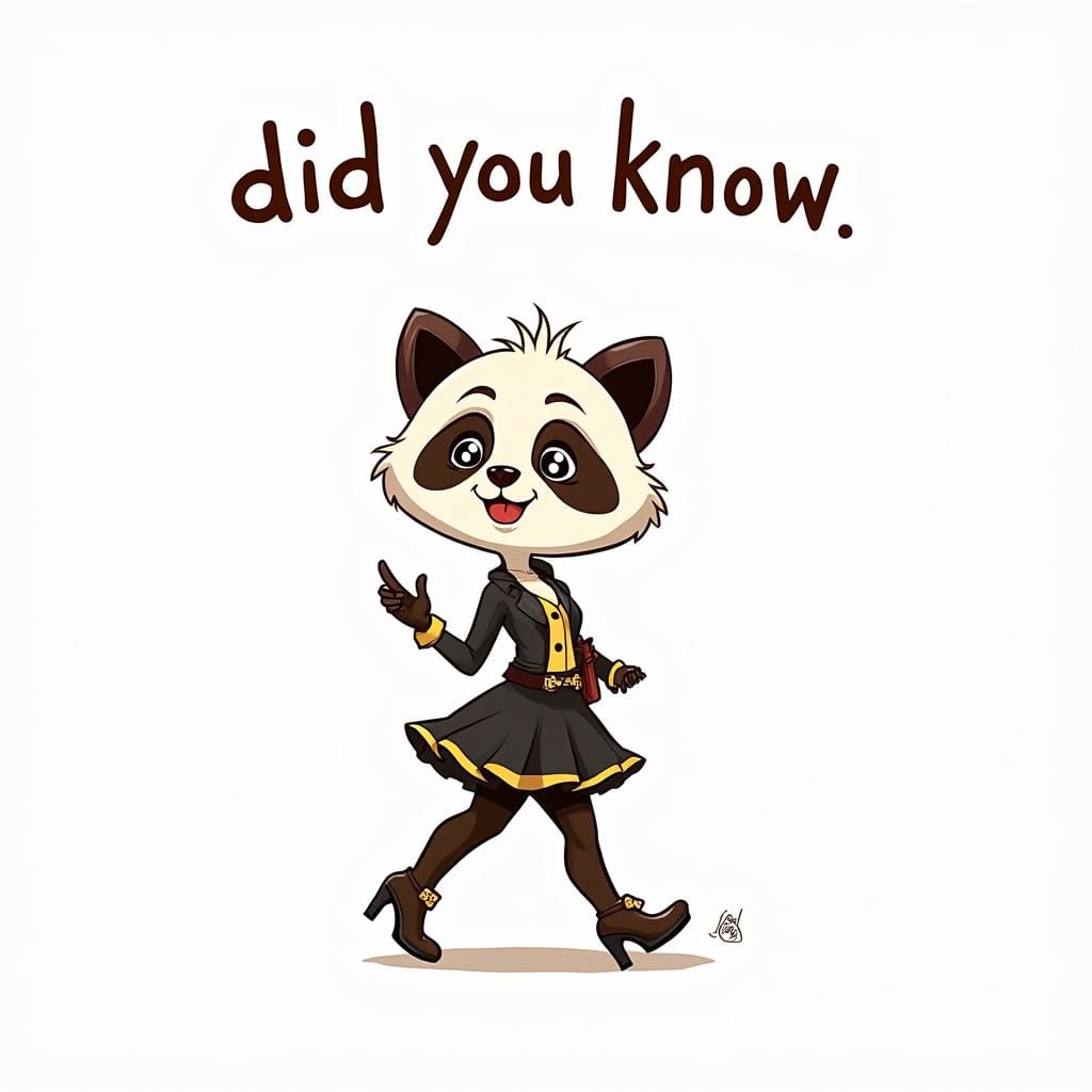 "Did you know" Panda - Stylish Cartoon Panda Struts Catwalk...