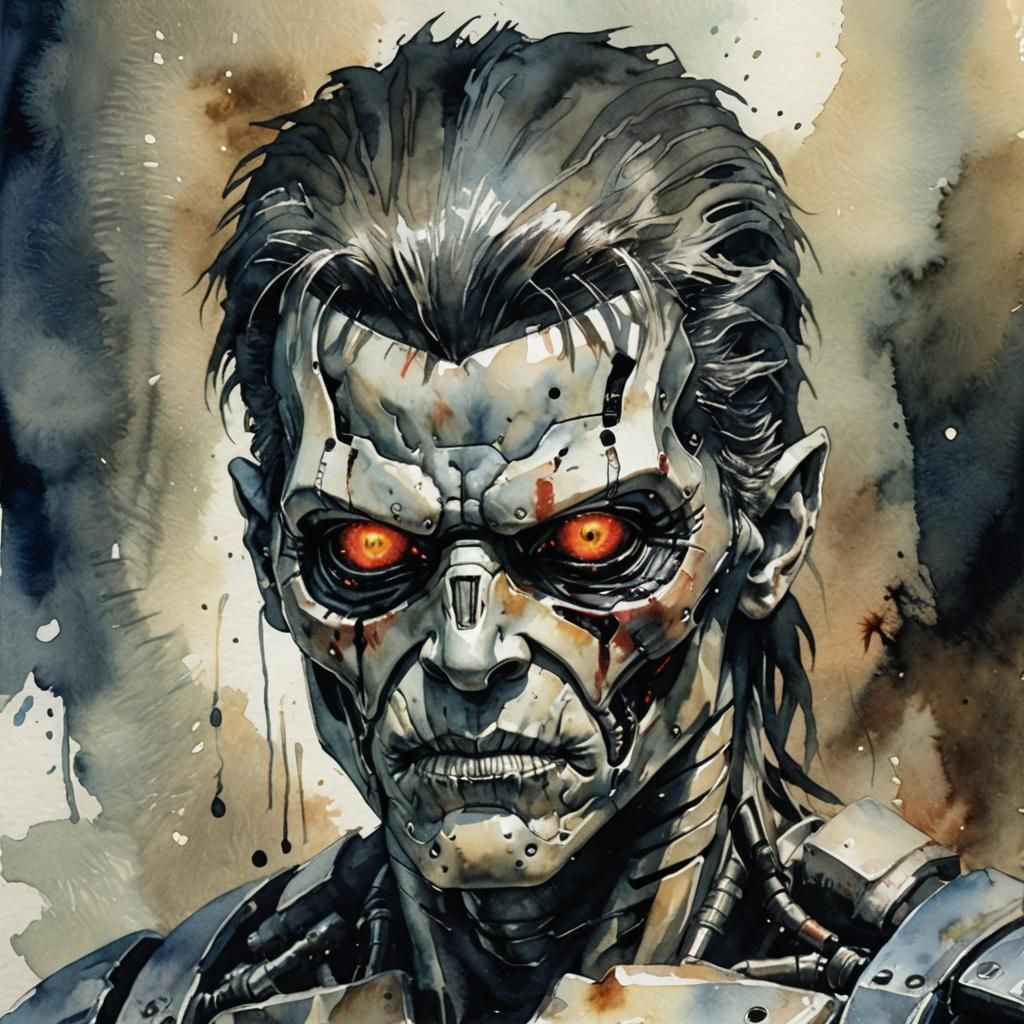 Terminator, Borg, Predator. Close-Up Microportrait Soft textured ...
