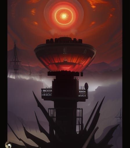 Flight tower in Hell - AI Generated Artwork - NightCafe Creator