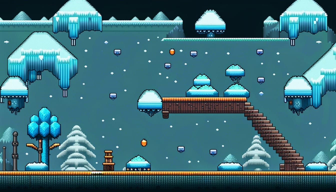 Icy 16-bit platformer game - AI Generated Artwork - NightCafe Creator