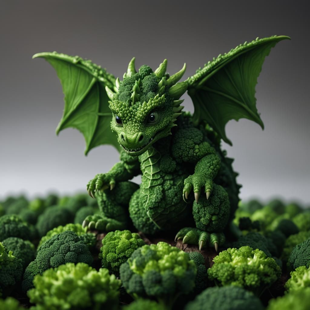 Dragon made of broccoli chibi - AI Generated Artwork - NightCafe Creator