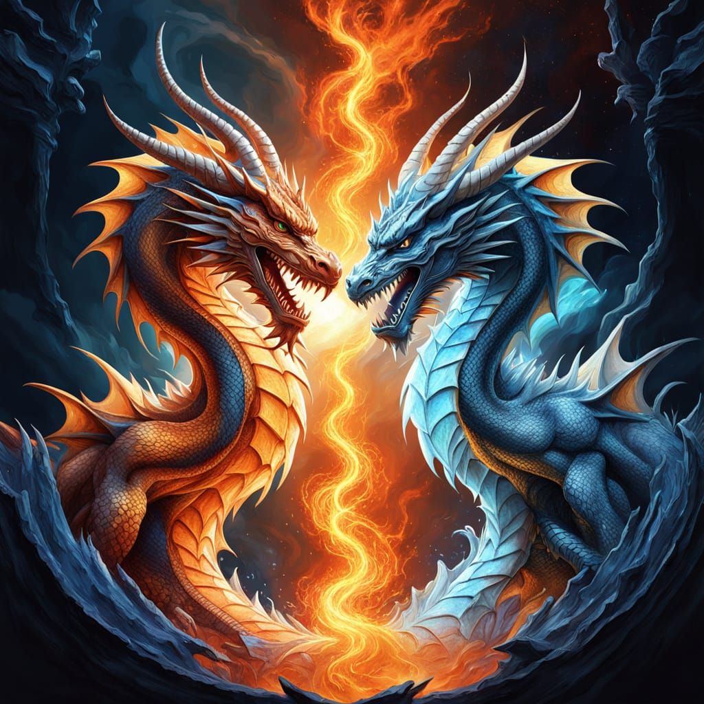 Fire dragon vs. water dragon. - Fire dragon vs. water dragon...