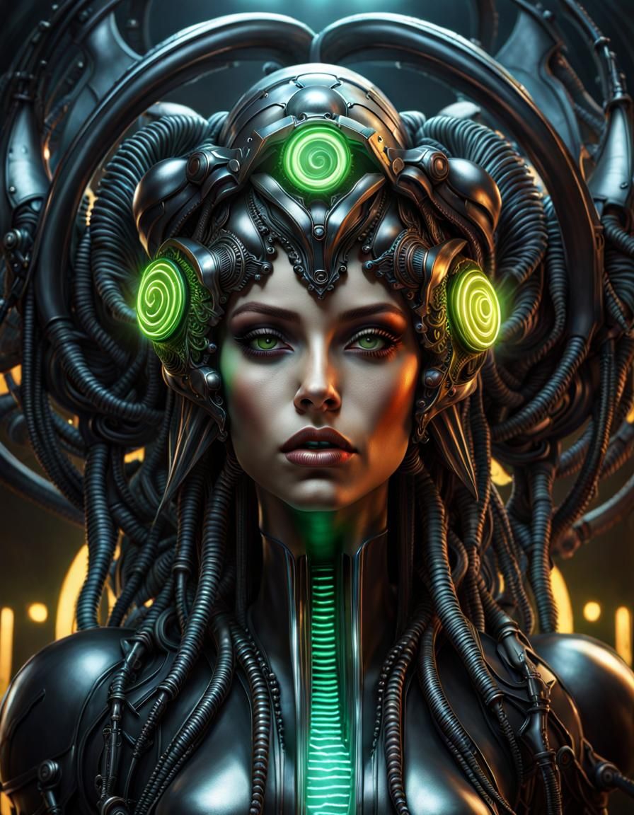 goth cyborg teenage medusa, head and shoulders portrait, 8k resolution ...