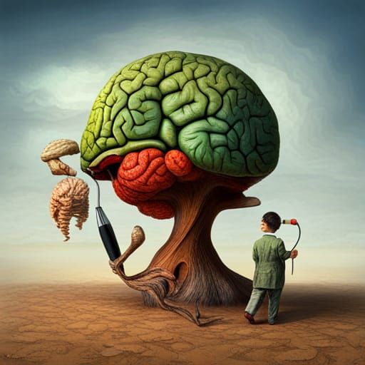 surreal 3d mixed media macro photography live, laugh, lobotomy ...