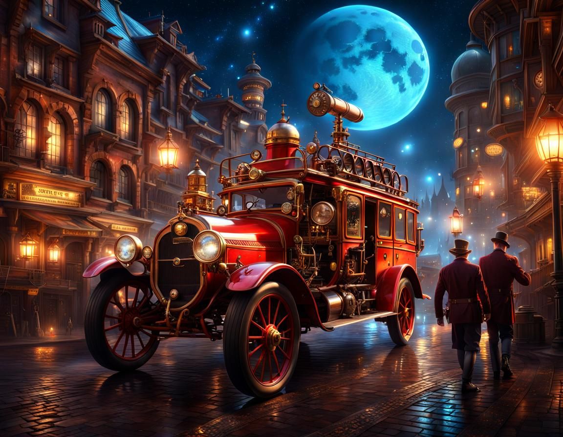 Steampunk Fire Truck - AI Generated Artwork - NightCafe Creator