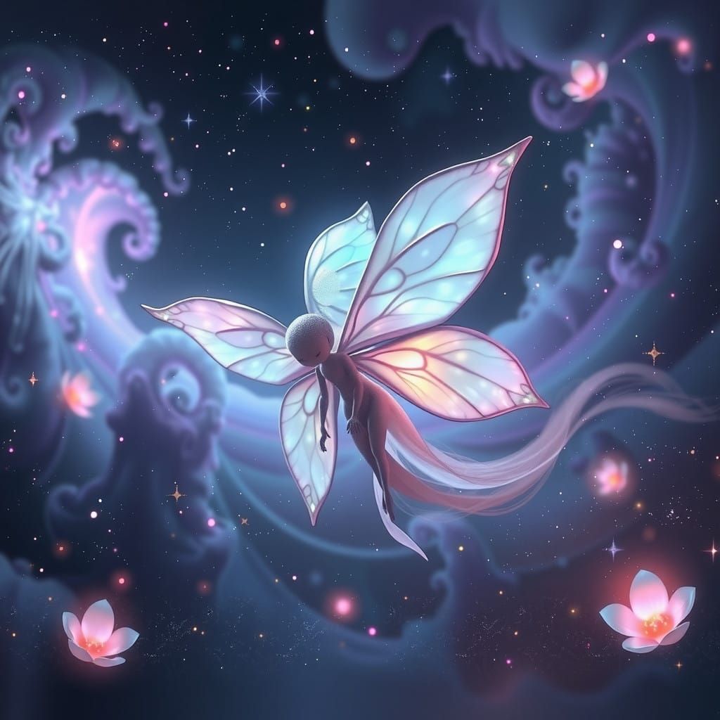 Whimsical Alien Bloom in Cosmic Nebula - AI Art