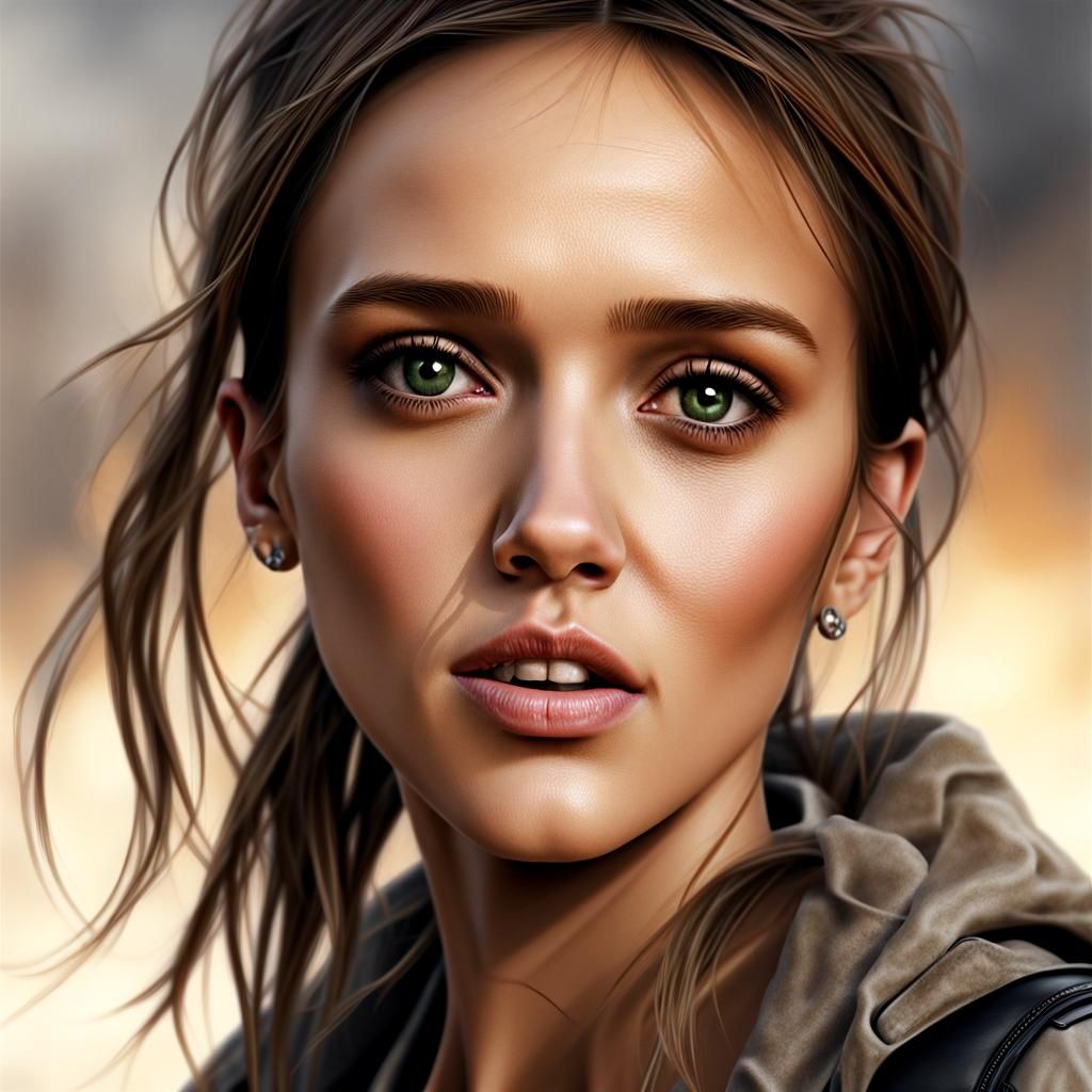 A realistic photo of Jessica alba, hyperrealism, radiant, post ...