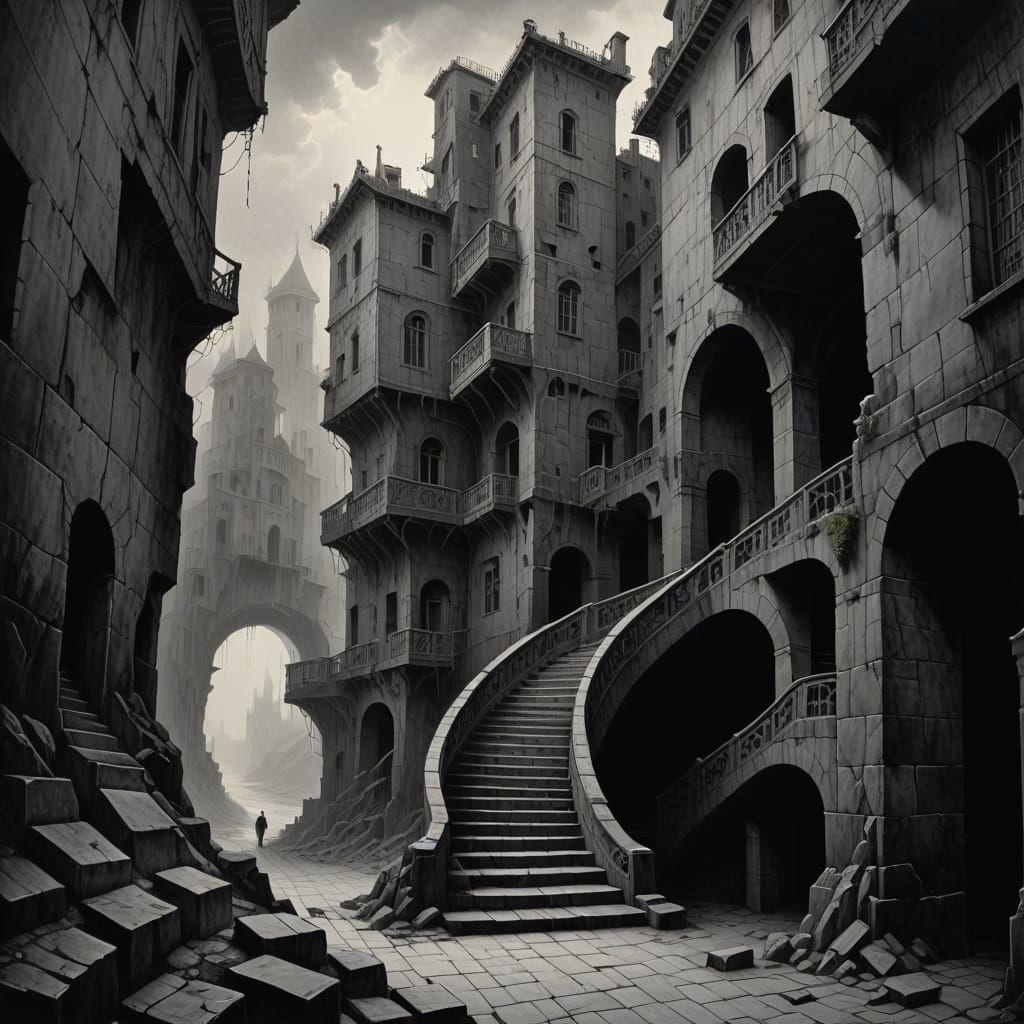 Surreal Figure Contemplates Eternity on Cosmic Sta... - AI Art