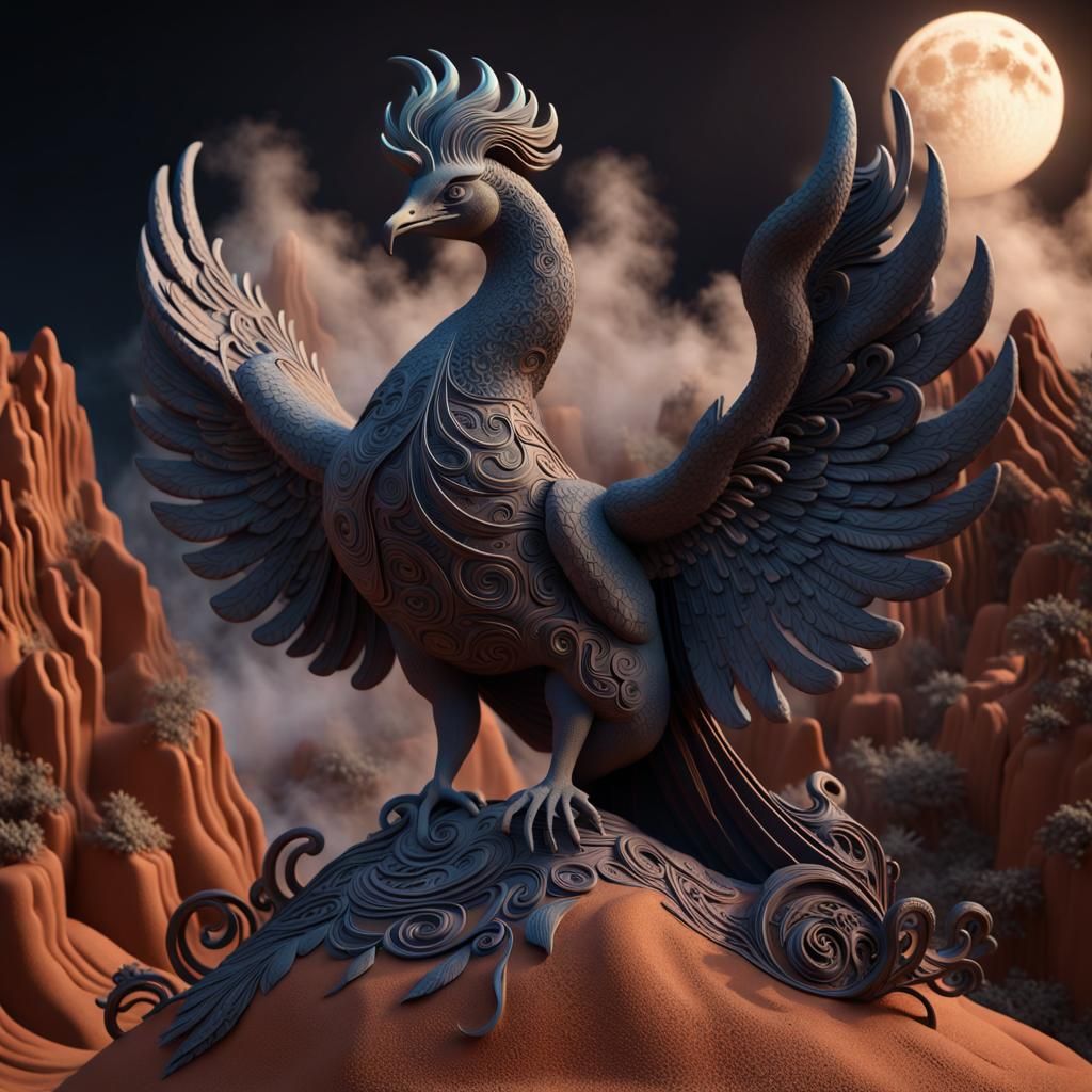 Clay Phoenix - AI Generated Artwork - NightCafe Creator