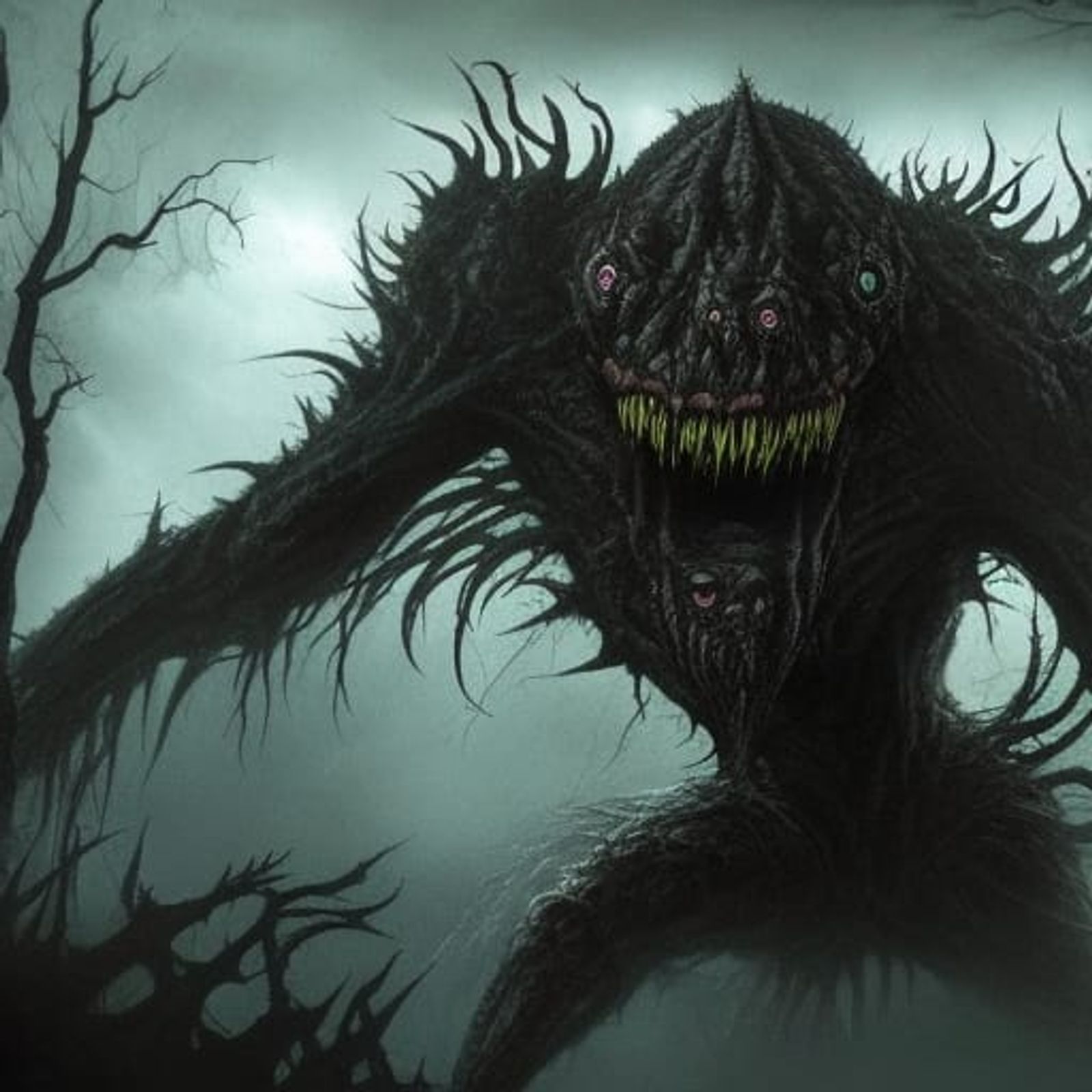 Creature of darkness and horror, terrifying abomination, hideous ...