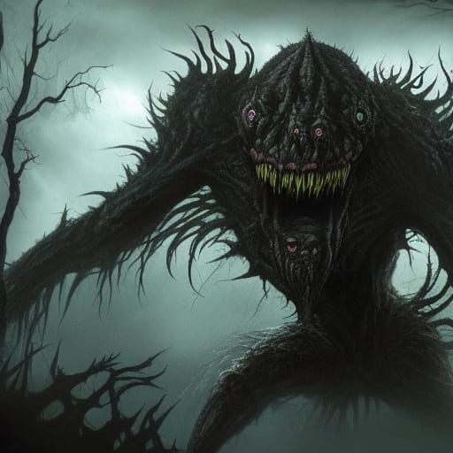 Creature of darkness and horror, terrifying abomination, hideous ...