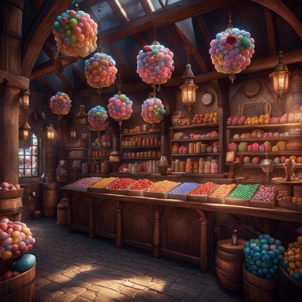 medieval candy shop - Magical Medieval Candy Shop in Detaile...