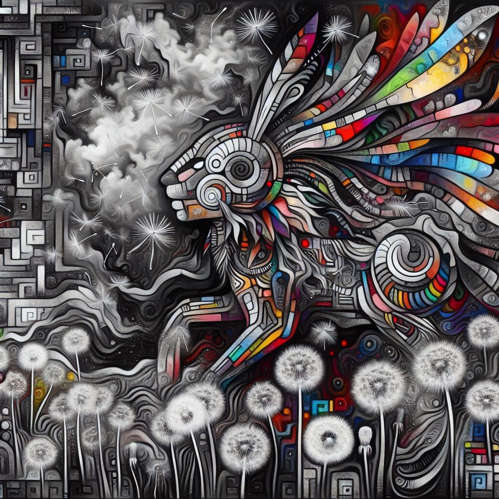 Native American Rabbit kachina in a Million Dandelion dreamscape ...