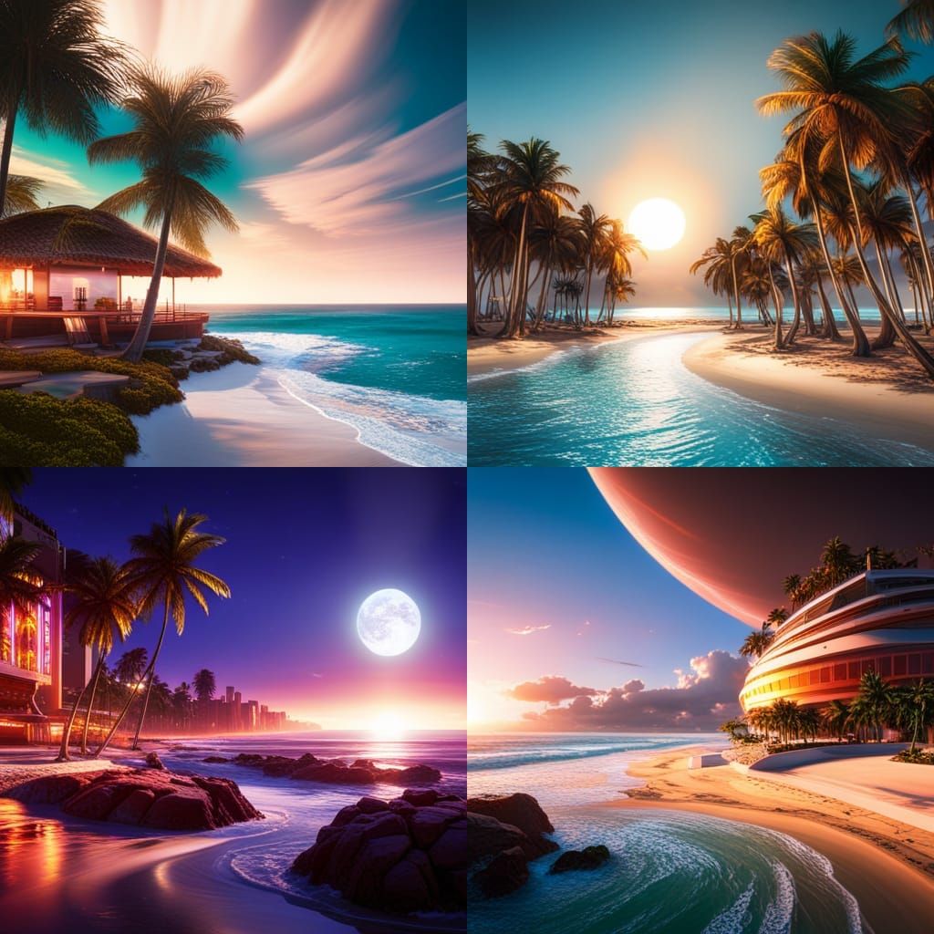 miami beach, in 20 years, 8k, HD, a shining star in the background - AI ...