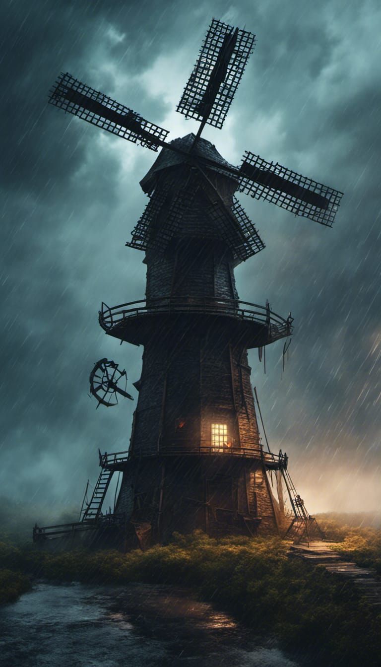 Frankenstein windmill - AI Generated Artwork - NightCafe Creator