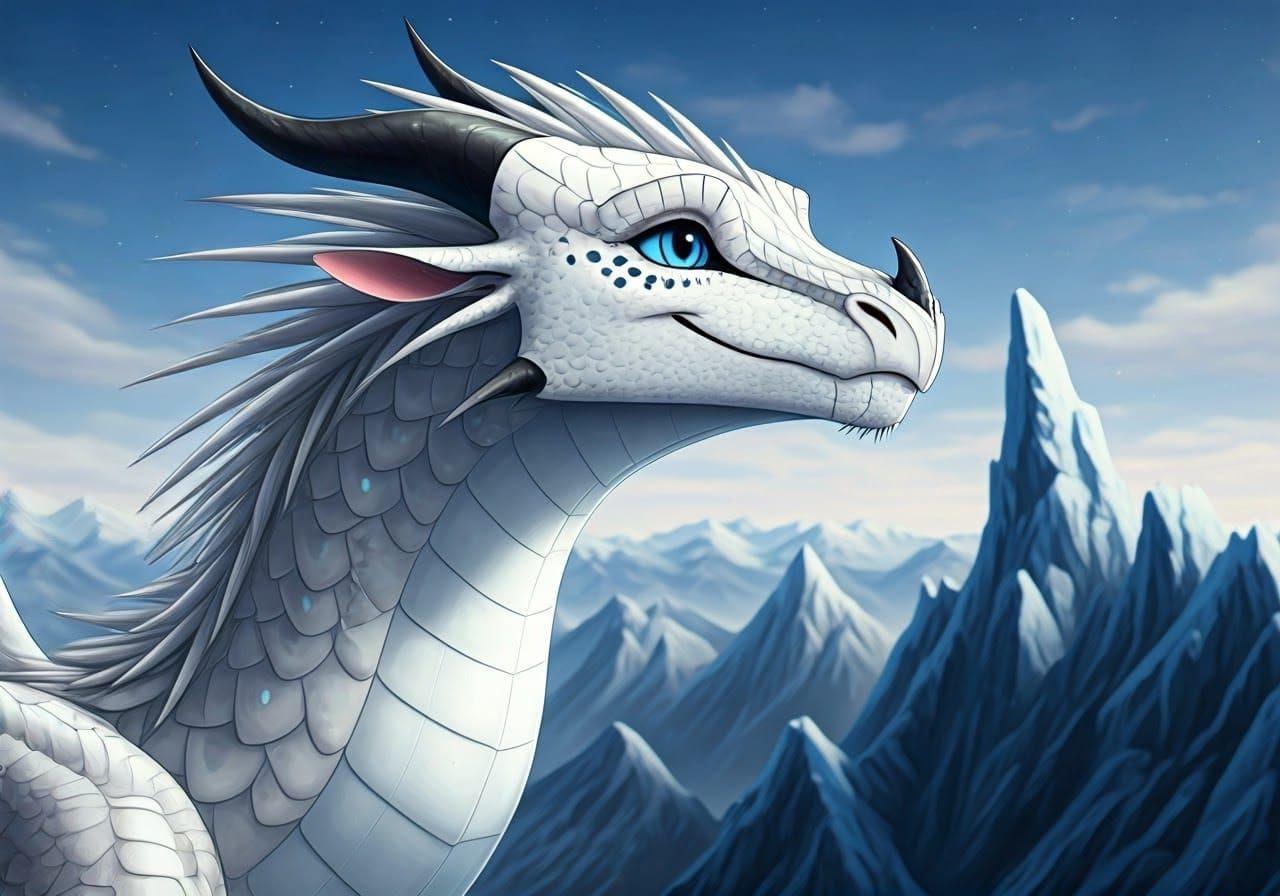 Lynx, the Icewing dragon - Majestic Icewing Dragon Soars Abo...