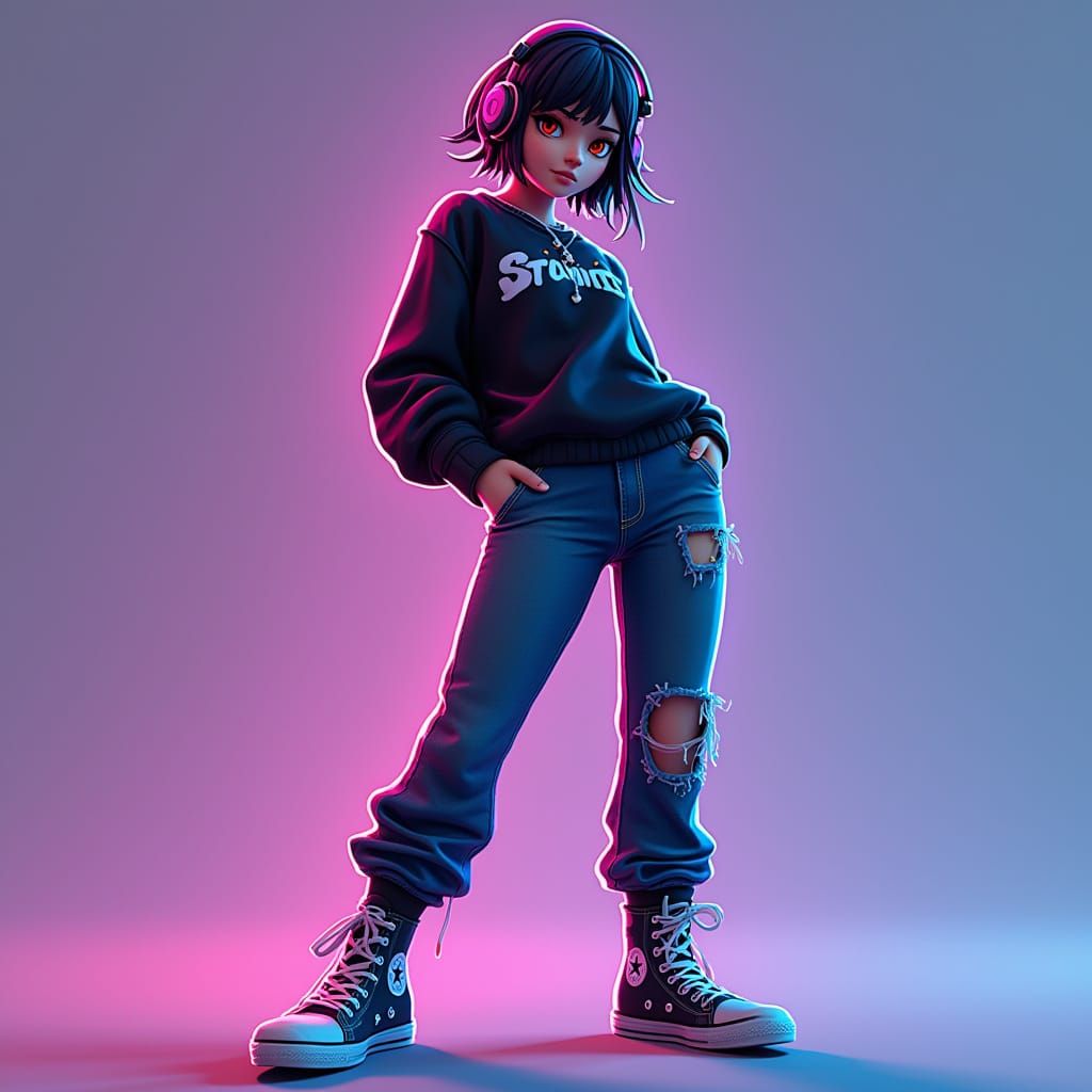 fortnight skin female - Fortnite Girl in Neon Futuristic Sty...