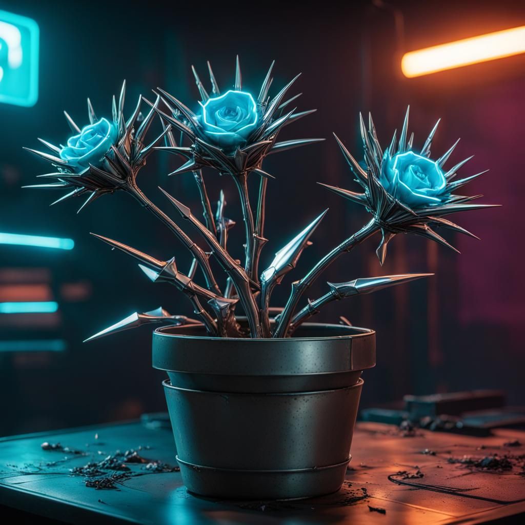 Cyberpunk: How Flowers Survive - AI Generated Artwork - NightCafe Creator