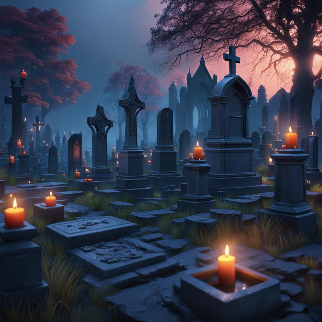 Candlelit Scene, Cemetery