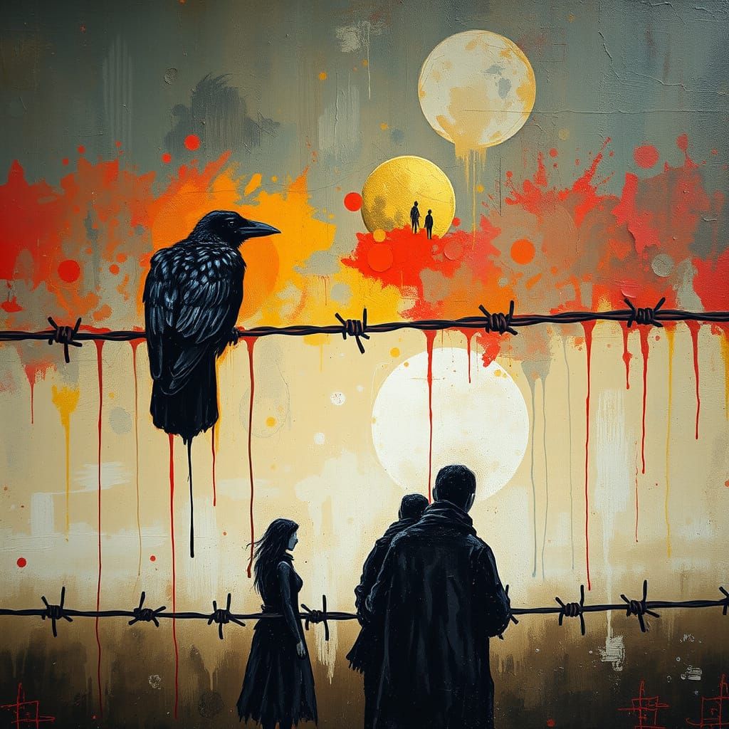 Barbed wire - Desperate Figures Behind Barbed Wire in Neo-Ex...