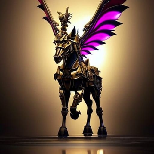 winged steampunk unicorn chimera by todd mcfarlane, makoto kobayashi ...