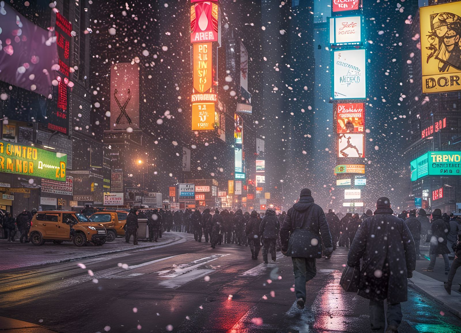 Snowstorm in Times Square - AI Generated Artwork - NightCafe Creator