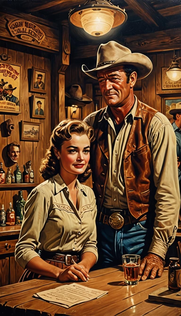 Donna Reed western saloon with John Wayne, singing My Darling ...