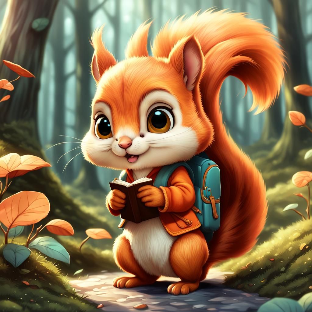 Cute chibi orange squirrel - AI Generated Artwork - NightCafe Creator