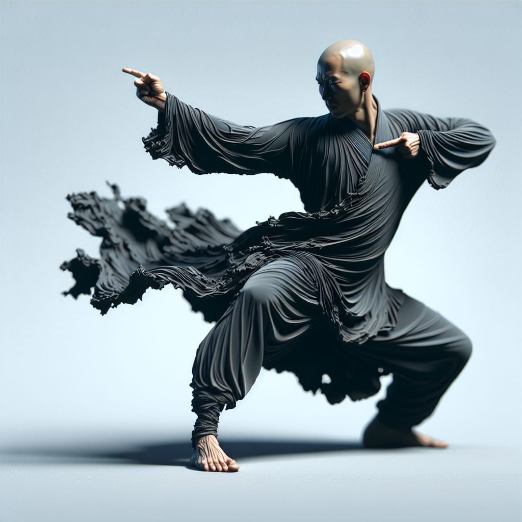 Shaolin monk in black, - AI Generated Artwork - NightCafe Creator