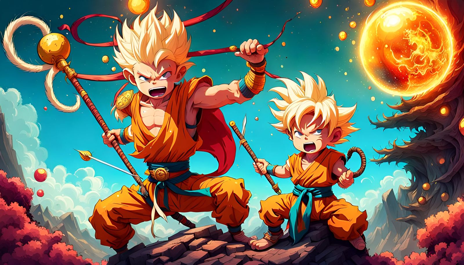 Sun Wukong and Son Goku Learning Together - AI Generated Artwork ...