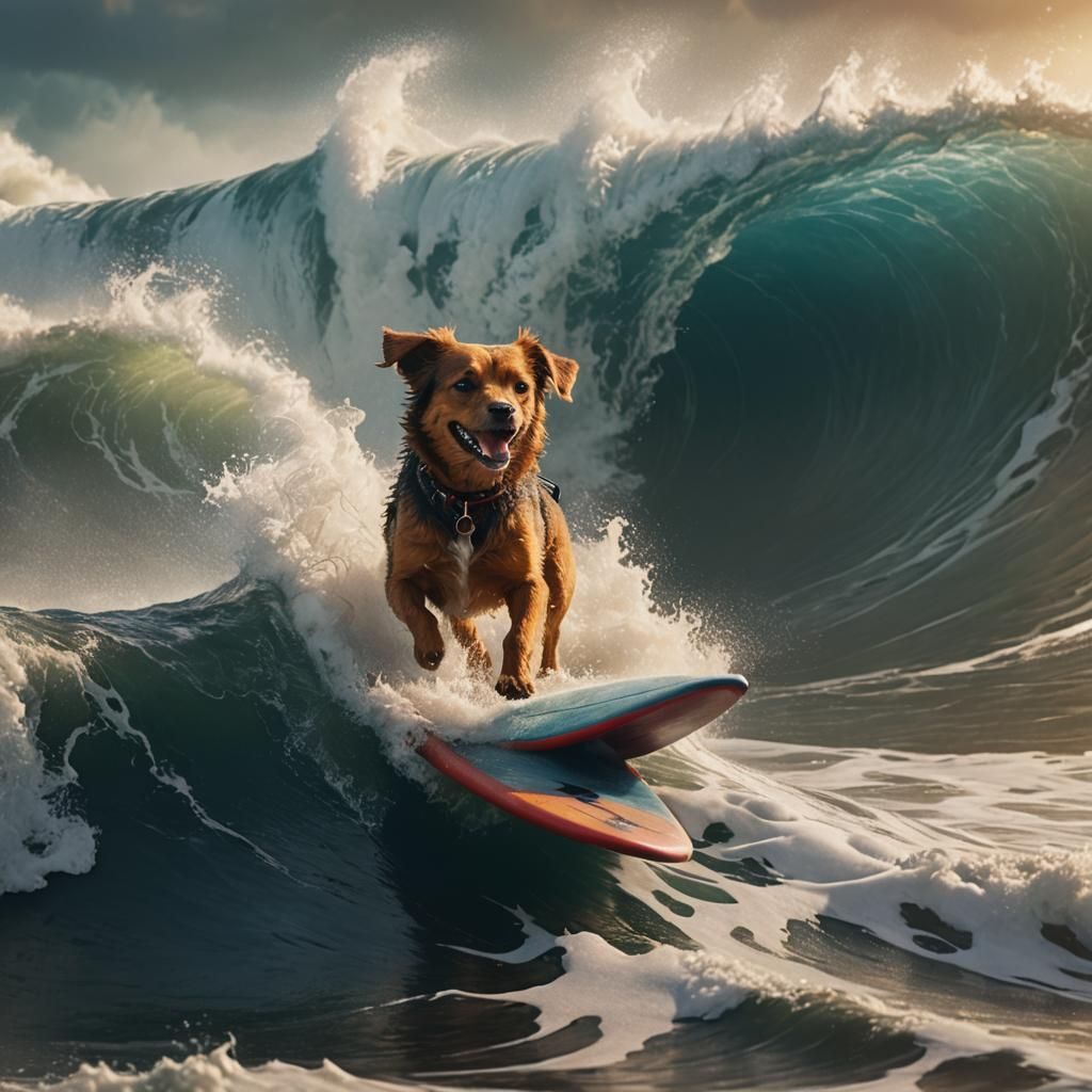 Dog surfin - AI Generated Artwork - NightCafe Creator
