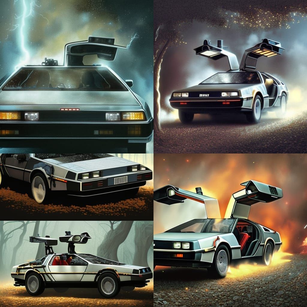 DeLorean. Scene from movie «Back to the future». Beautiful HD high ...