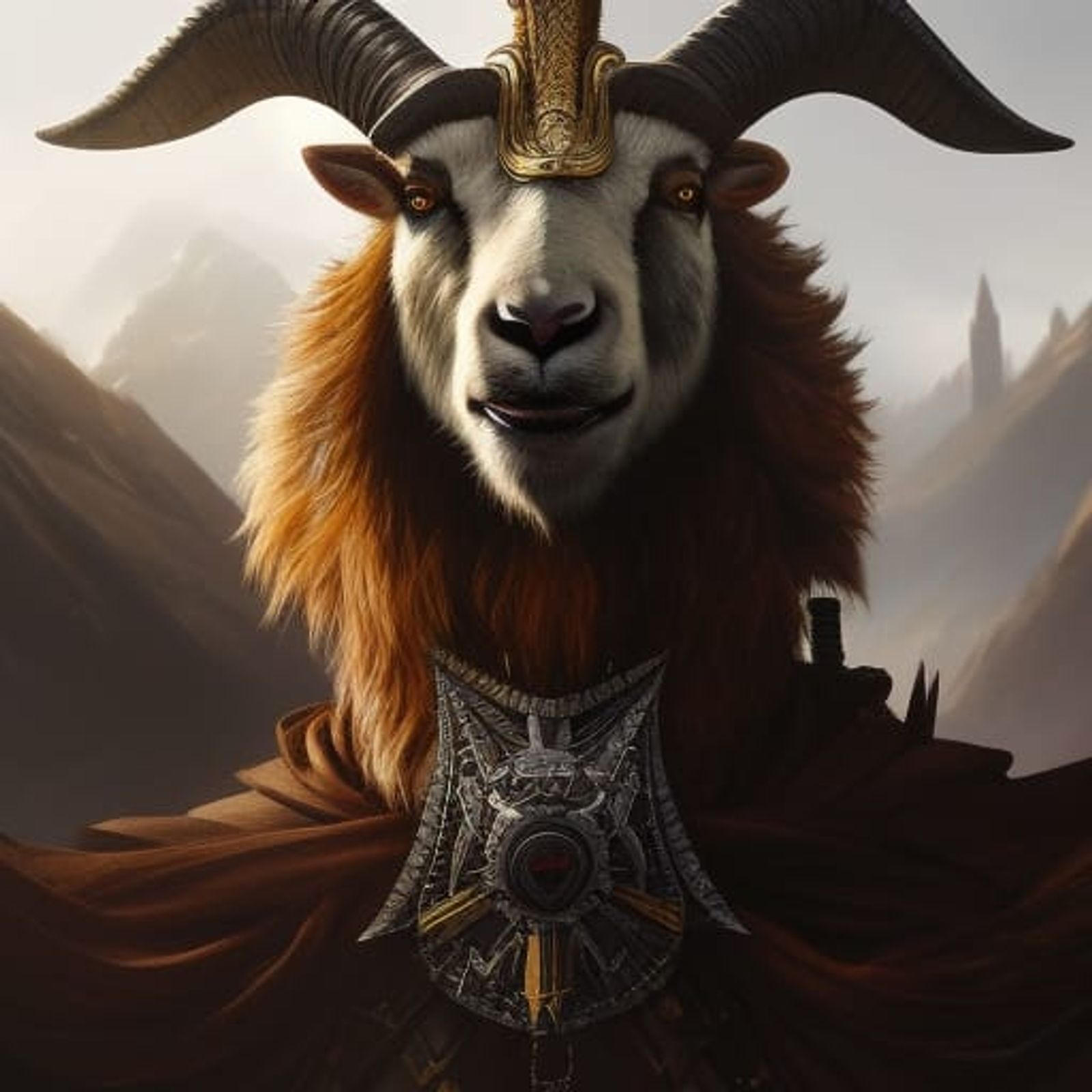 portrait of a warhammer goat with a big sword a masterpiece, 8k ...
