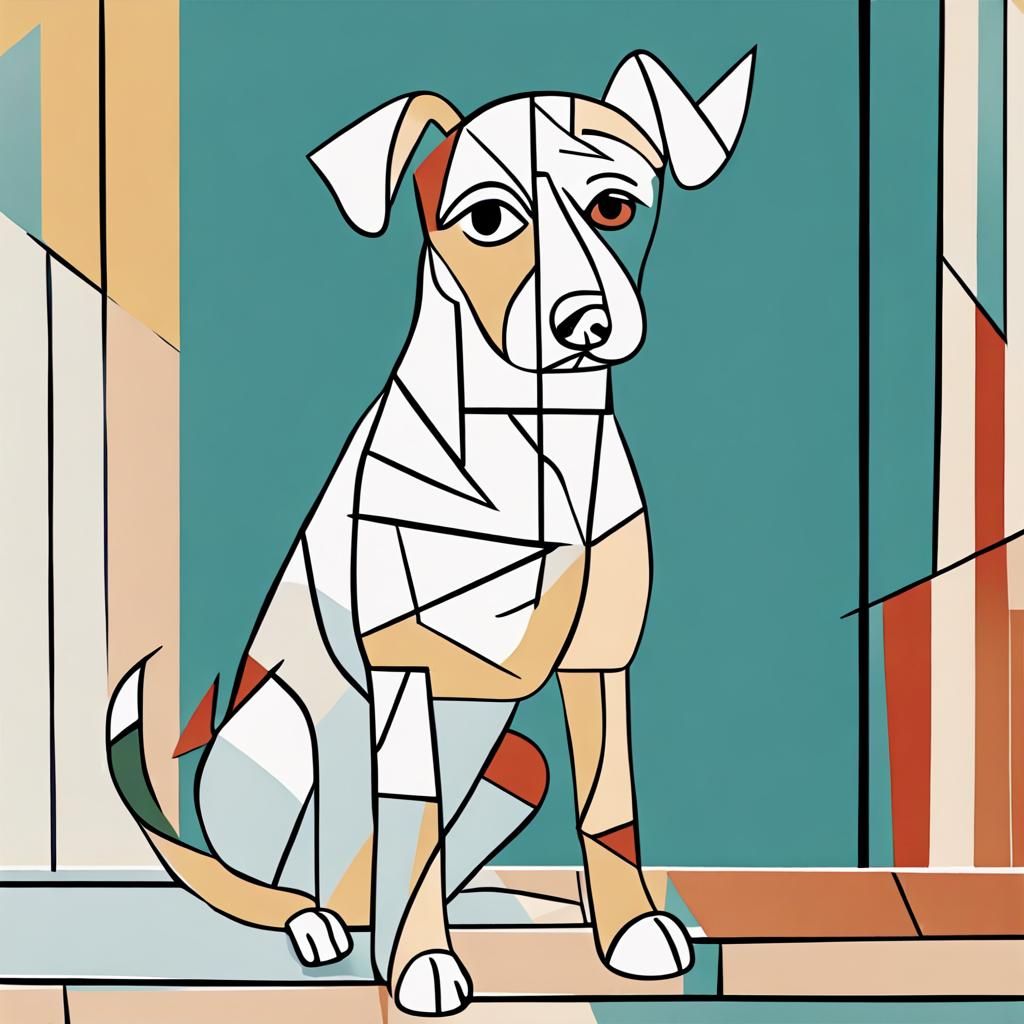 Cubist Portrayal of a Playful Dog - AI Art