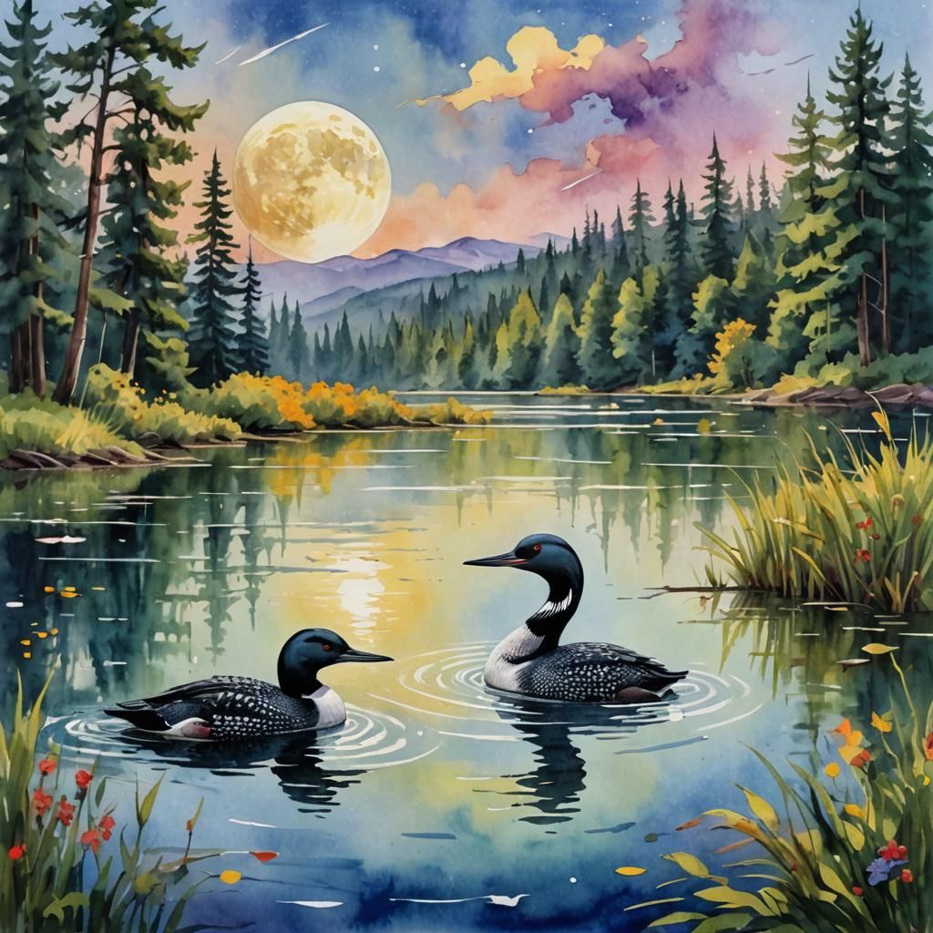 Loon Moon Noon - AI Generated Artwork - NightCafe Creator