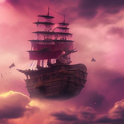 Pirate ship on pink clouds : r/nightcafe
