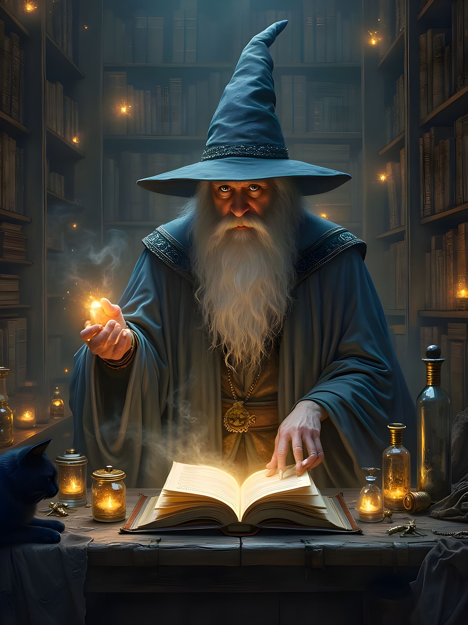 A gigantic beautiful masterpiece portrait of a the Harry Potter wizard ...