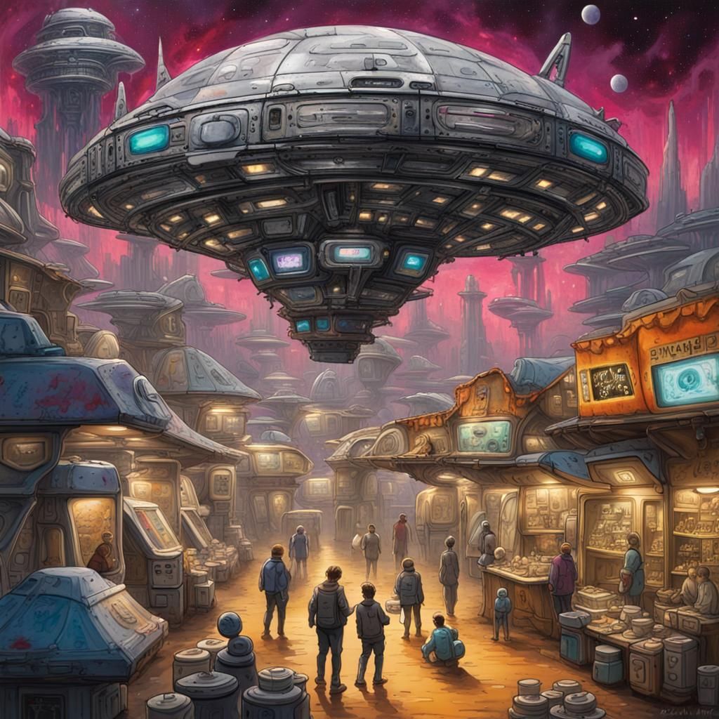 Deep Space Flea Market - AI Generated Artwork - NightCafe Creator