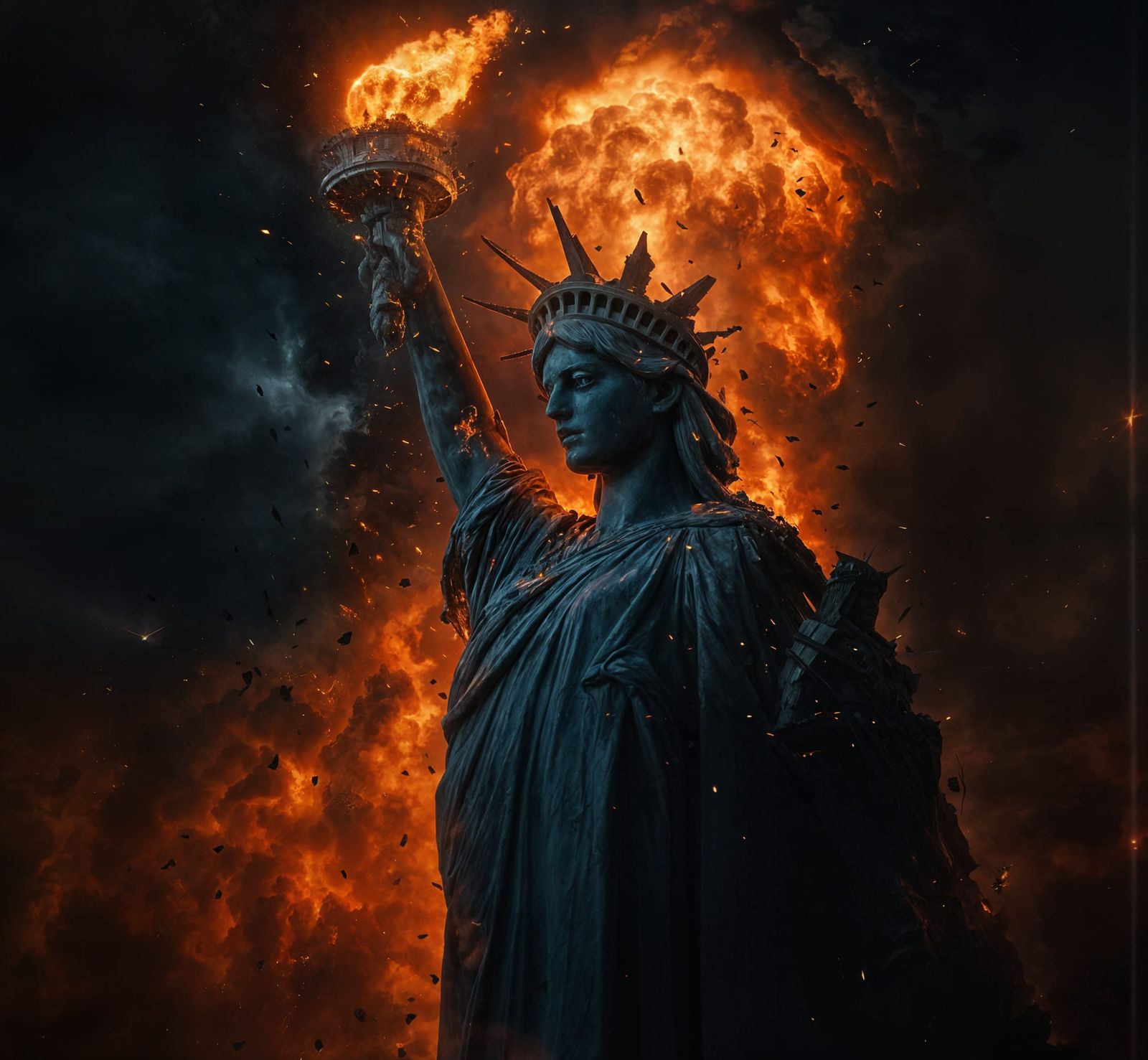 Statue of Liberty Destroyed in Nuclear Explosion - AI Art