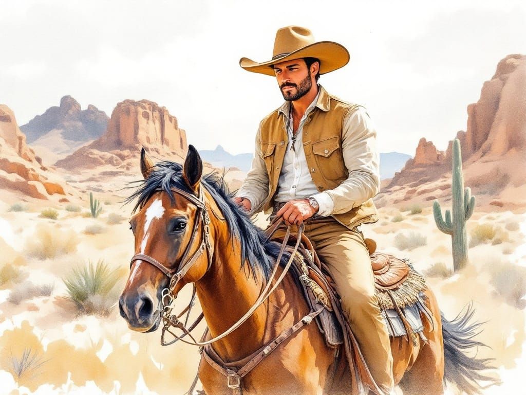 "Desert Drifter" - Elegant Vaquero Rides Through Arizona Des...