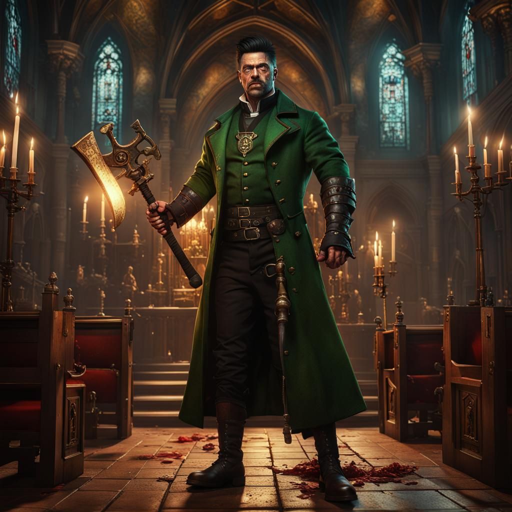 Steampunk Priest Invokes Justice - AI Generated Artwork - NightCafe Creator